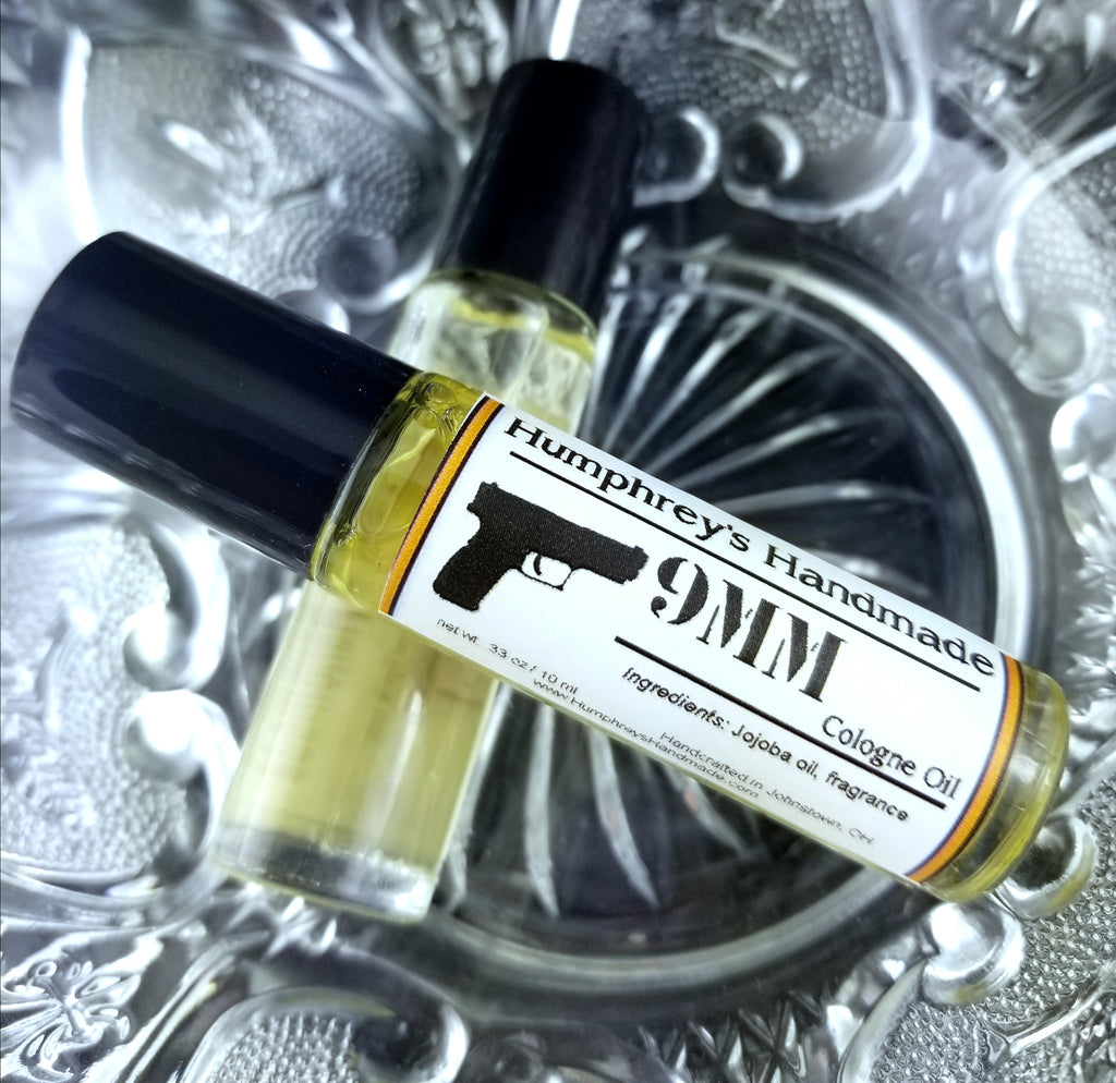 9mm Men's Cologne | Roll On Jojoba Oil | Leather & Coffee Scent ...