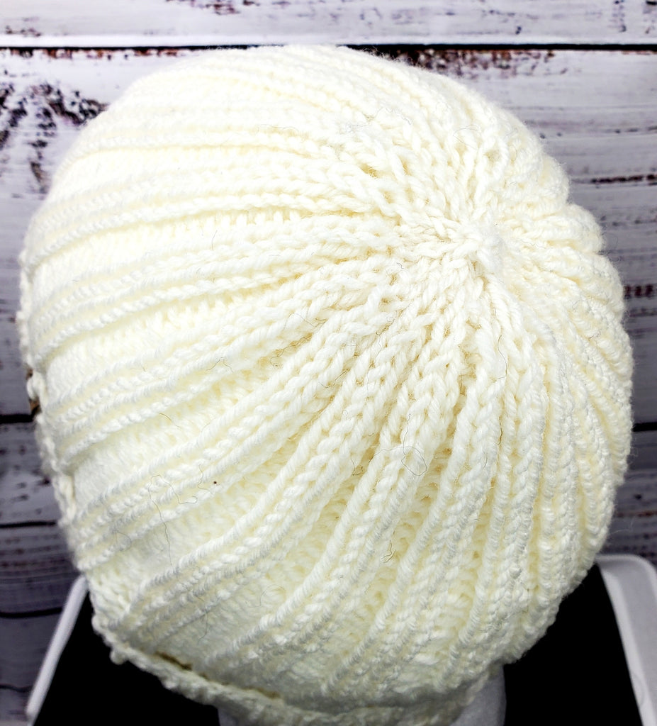 Men's WHITE Merino Wool Watchcap "Snow Storm" | Super Stretchy Knitted ...